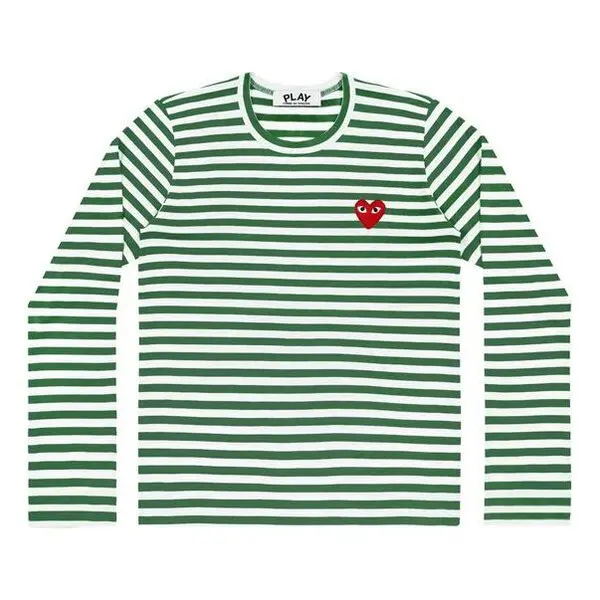 Play Comme Des Garcon Striped Long Sleeve T-shirt - Greenwhite