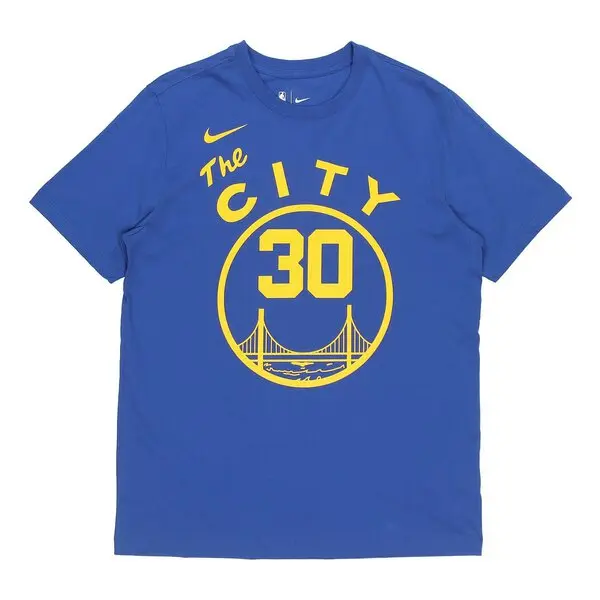 Nike Nba Basketball Sports Printing Short Sleeve Golden State Warriors Curry 30 T-shirt - Blue