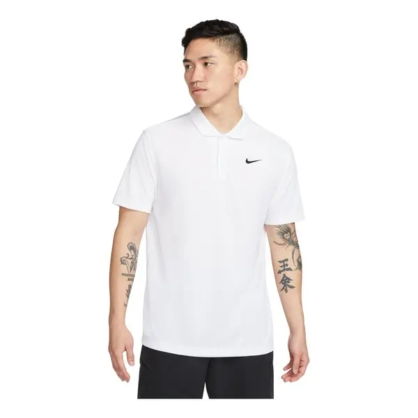 Nike Small Logo Solid Color Short Sleeve White Polo Shirt - Multi-color