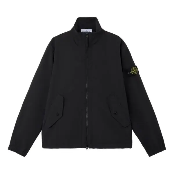 Stone Island Zip Up Jacket With Stand Collar - Black