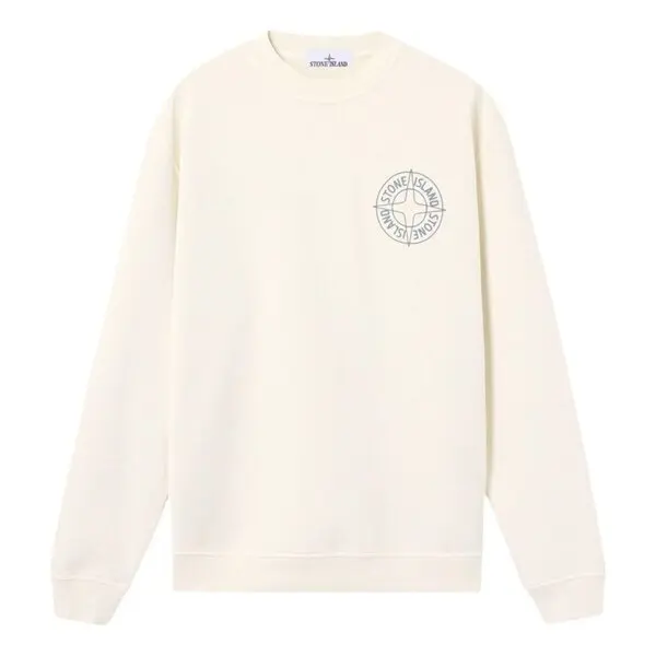 Stone Island Oversized Fit Outline Compass Print Sweatshirt - White