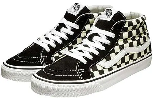 VANS Sk8-mid Reissue Checkerboard High Top Sneakers - Black