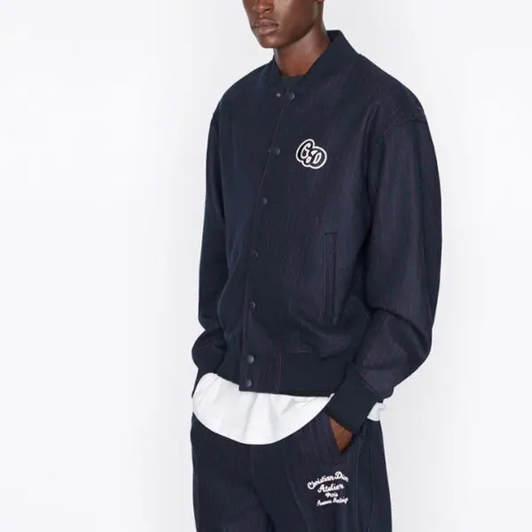 Dior Logo Printing Stripe Long Sleeves Bomber Jacket