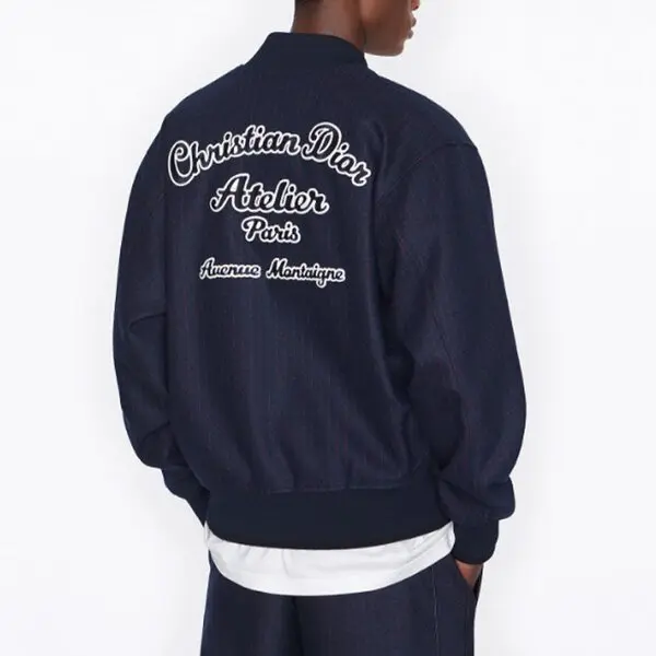Dior Logo Printing Stripe Long Sleeves Bomber Jacket