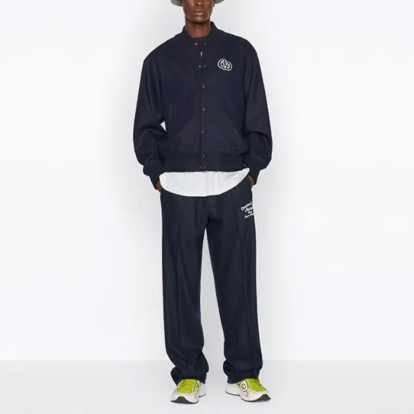 Dior Logo Printing Stripe Long Sleeves Bomber Jacket