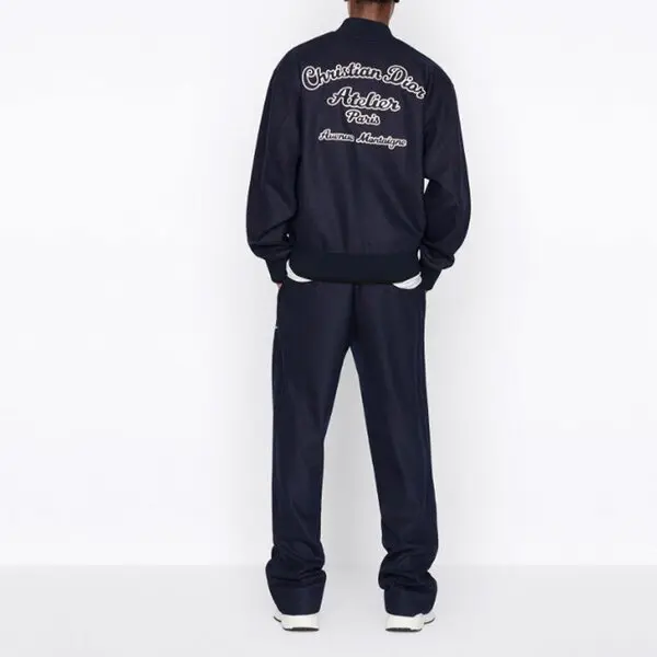 Dior Logo Printing Stripe Long Sleeves Bomber Jacket