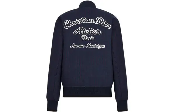 Dior Logo Printing Stripe Long Sleeves Bomber Jacket