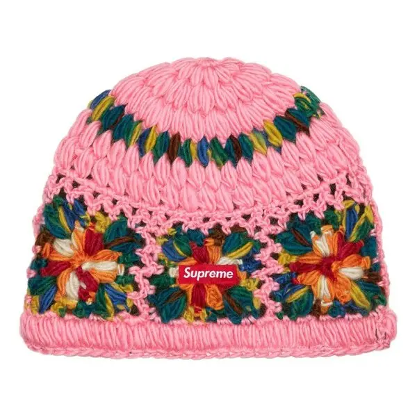 Supreme Crochet Beanie - Pink