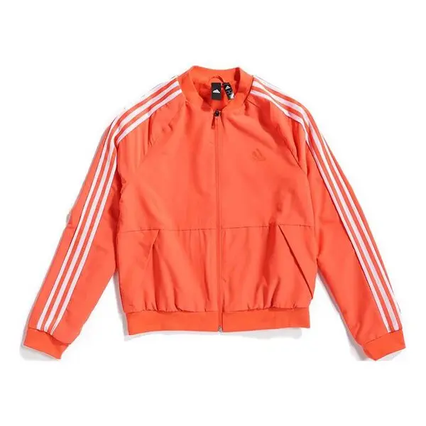 Adidas Bomber Jacket With Sporty Stripes - Orange