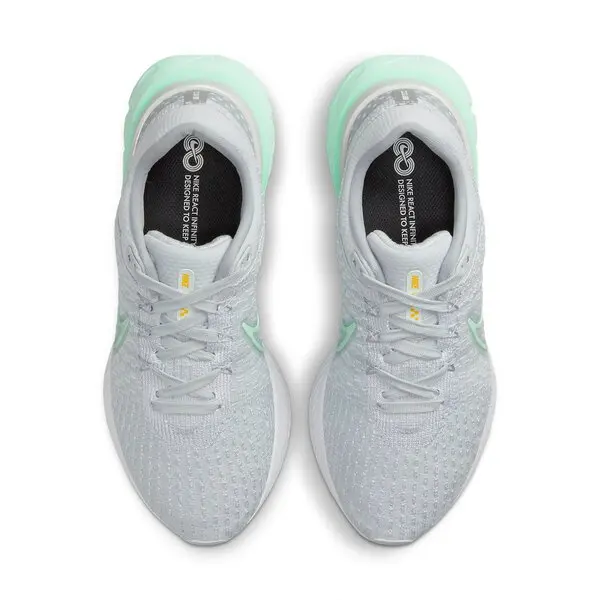 Nike React Infinity Run Flyknit 3 Athletic Sneakers - Gray/green