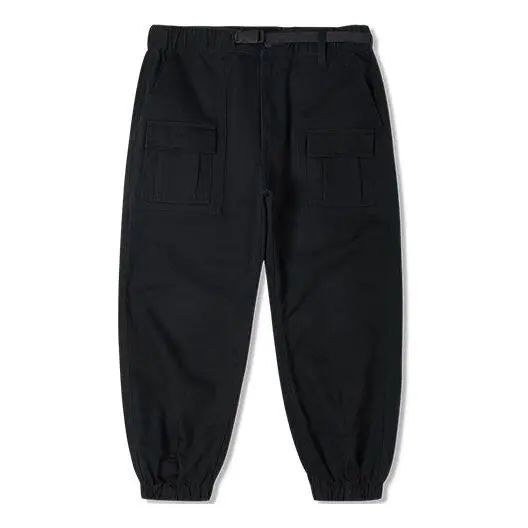 CONVERSE Solid Color Woven Casual Trousers - Black