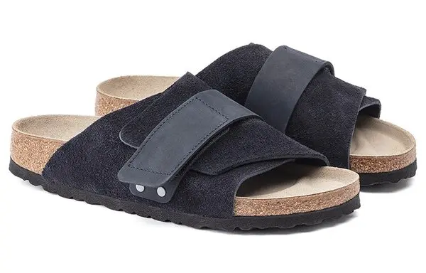 BIRKENSTOCK Kyoto Nubuck-suede Leather Sandals - Blue