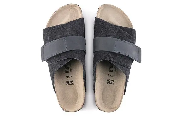 BIRKENSTOCK Kyoto Nubuck-suede Leather Sandals - Blue