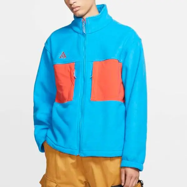 Nike Fleece Jacket With Contrasting Color Panels - Blue