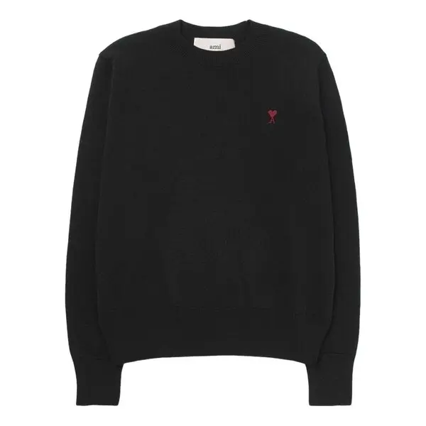 AMI Paris Small Heart Logo Wool Knit - Black
