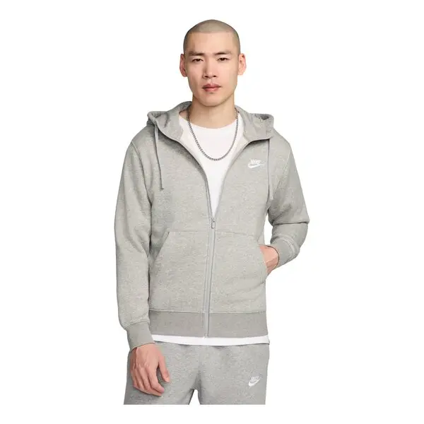 Nike Club Logo Full-zip Hoodie - Grey/white