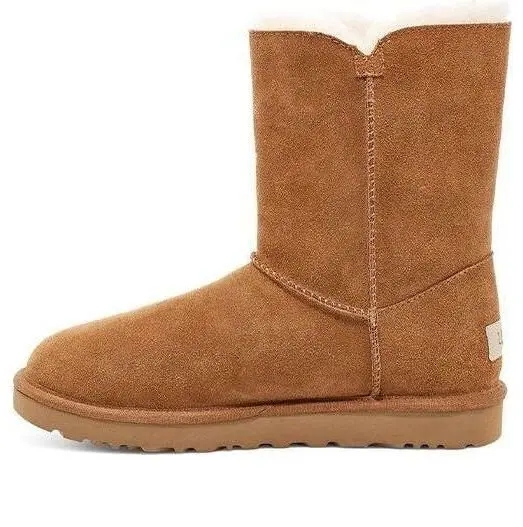 UGG Bailey Button Charm Metallic Alphabet Version Boots - Chestnut Brown
