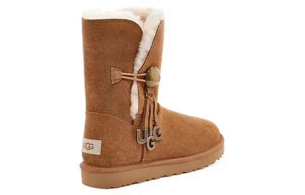 UGG Bailey Button Charm Metallic Alphabet Version Boots - Chestnut Brown