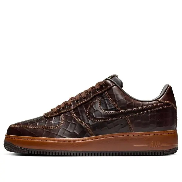 Nike Force 1 Low Top Lace Up Sneakers - Fauna Brown