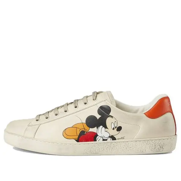Gucci Disney X Ace Low Top Sneakers With Mickey Mouse Graphic - White