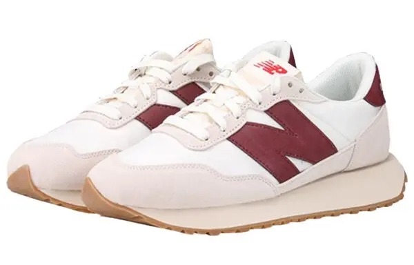 NEW BALANCE 237 "white Burgundy" Low Top Sneakers - Khaki/red