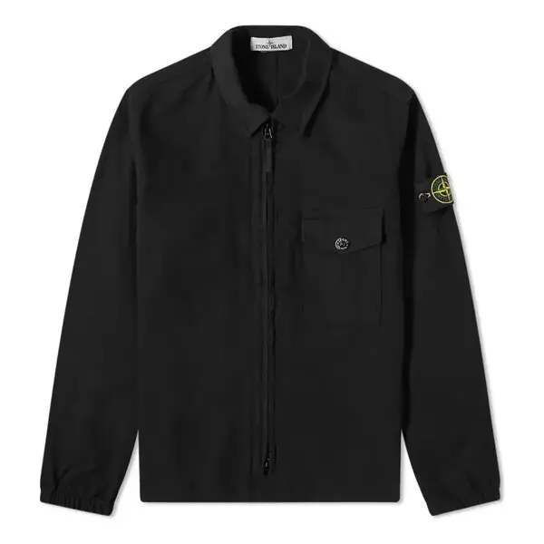 Stone Island Garment Dyed Zip Shirt Overshirt - Black