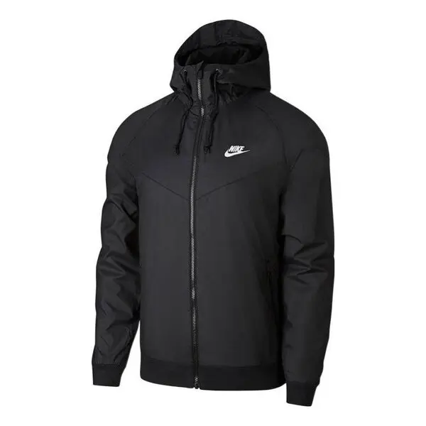 Nike Windrunner Zip-up Hooded Windbreaker Jacket - Black