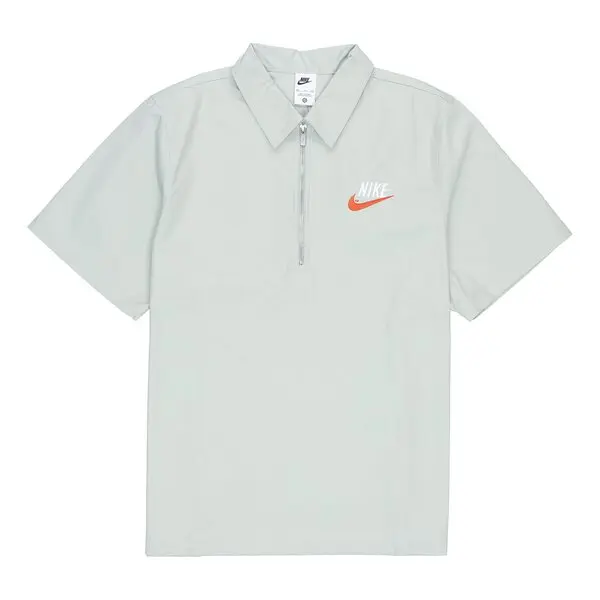 Nike Half Zipper Solid Color Short Sleeve Aqua Blue Polo Shirt - Multi-color