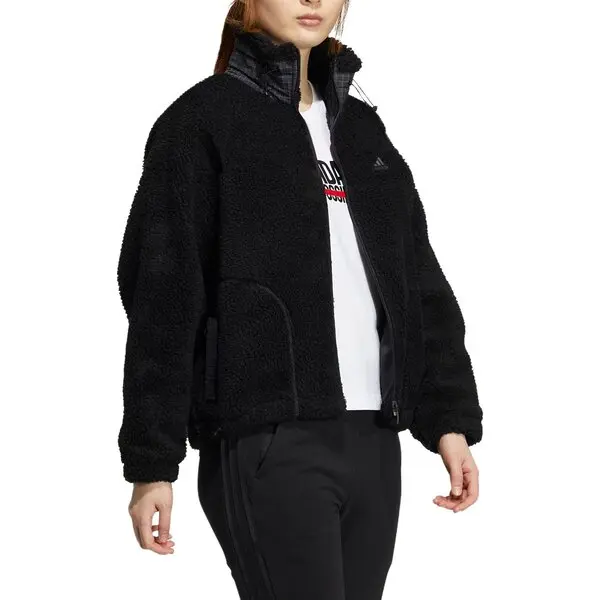 Adidas Fleece Jacket With Stand Collar
