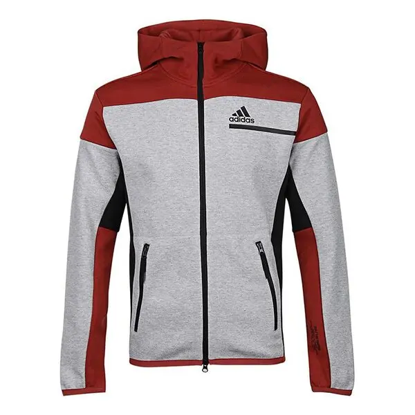 Adidas Zne Fz Sports Colorblock Hooded Jacket - Light Grey