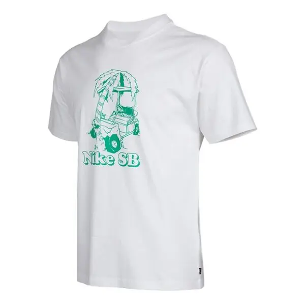 Nike Skateboard Sports Printing Loose Knit Short Sleeve T-shirt - White