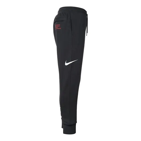 Nike Swoosh Embroidered Double- Hook Casual Sports Pants - Black