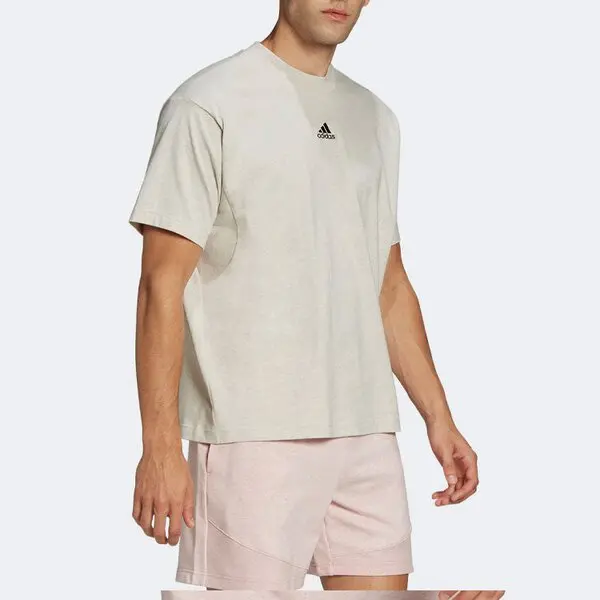 Adidas Small Logo Printing Solid Color Round Neck Short Sleeve Gray T-shirt - Default Color