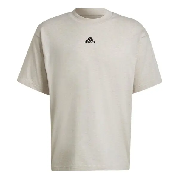 Adidas Small Logo Printing Solid Color Round Neck Short Sleeve Gray T-shirt - Default Color