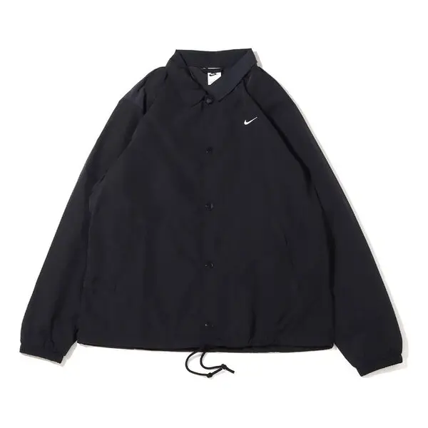 Nike Solid Color Buckle Lapel Jacket Autumn Black