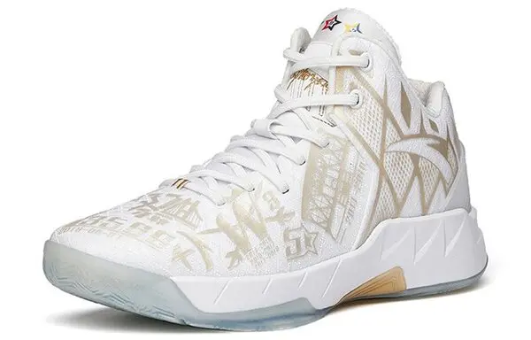 ANTA Klay Thompson 1 Pro High Top Athletic Sneakers - White/gold