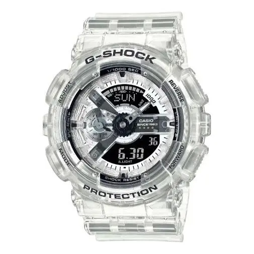 Casio G-shock Digital-analog Watch With Transparent Resin Band - Clear/black