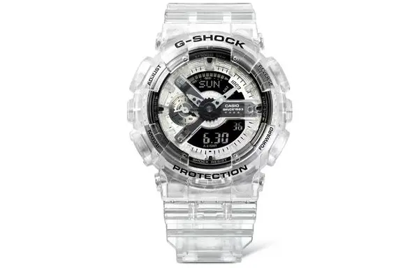 Casio G-shock Digital-analog Watch With Transparent Resin Band - Clear/black