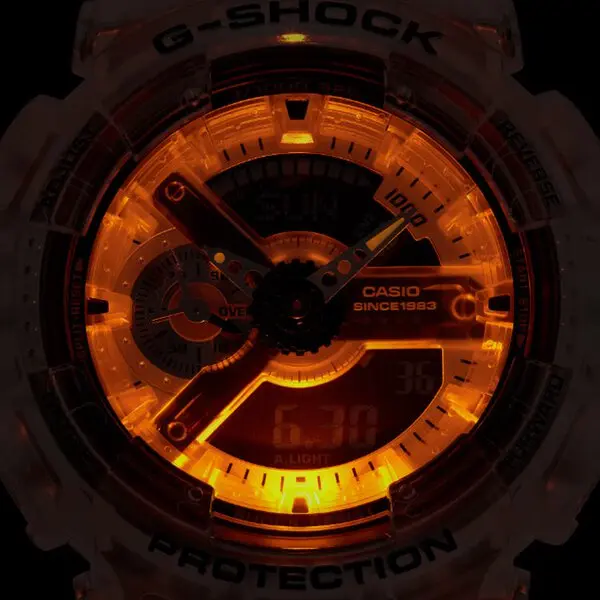 Casio G-shock Digital-analog Watch With Transparent Resin Band - Clear/black