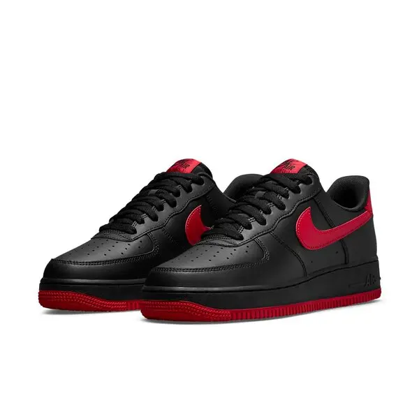 Nike Force 1 Low "bred Black" Sneakers - Black/red