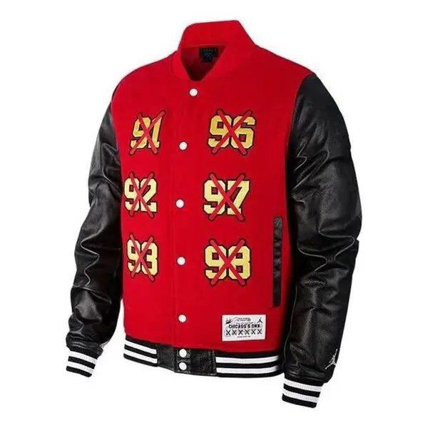 JORDAN Air Splicing Design Baseball Jacket - Red/black