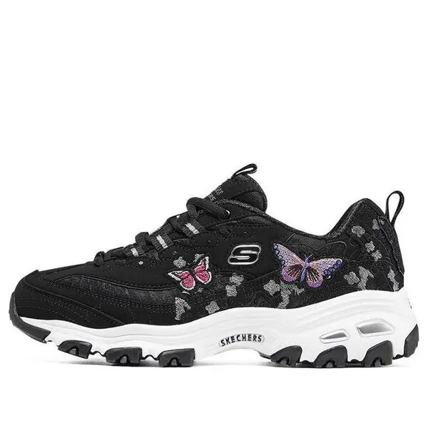 Sketchers D'lites Sneakers With Butterfly Embellishments - Black