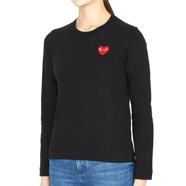 Play Comme Des Garcon Long Sleeve T-shirt With Heart Logo - Black