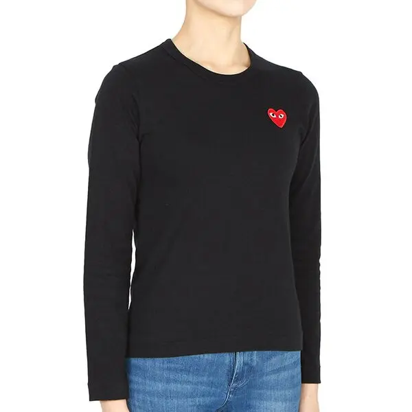 Play Comme Des Garcon Long Sleeve T-shirt With Heart Logo - Black