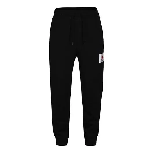 JORDAN Flight Fleece Logo Athleisure Casual Sports Long Pants - Black
