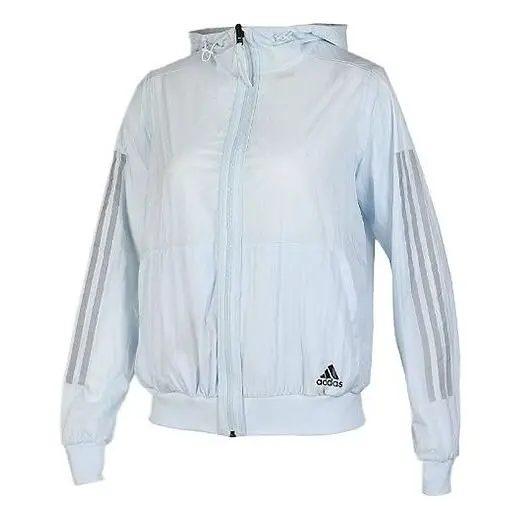 Adidas Casual Sports Hoodie Windbreaker Jacket Blue - Light Blue/black