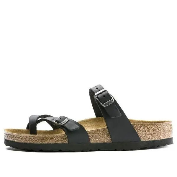 BIRKENSTOCK Mayari Natural Leather Oiled Sandals - Black