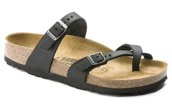 BIRKENSTOCK Mayari Natural Leather Oiled Sandals - Black