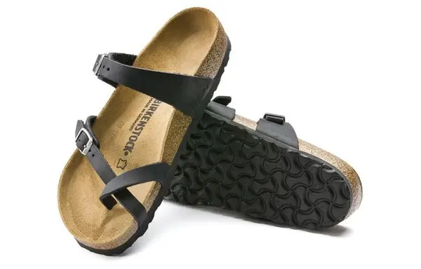 BIRKENSTOCK Mayari Natural Leather Oiled Sandals - Black