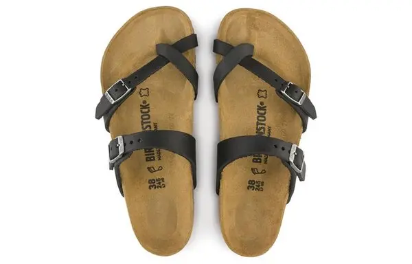 BIRKENSTOCK Mayari Natural Leather Oiled Sandals - Black